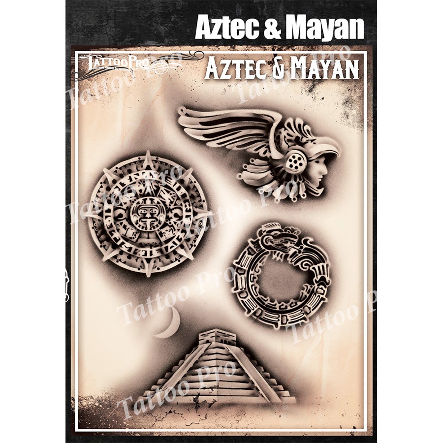 Realistic Tattoo Pro Stencil -Aztec Mayan-ShowOffs Body Art – ProAiir ...